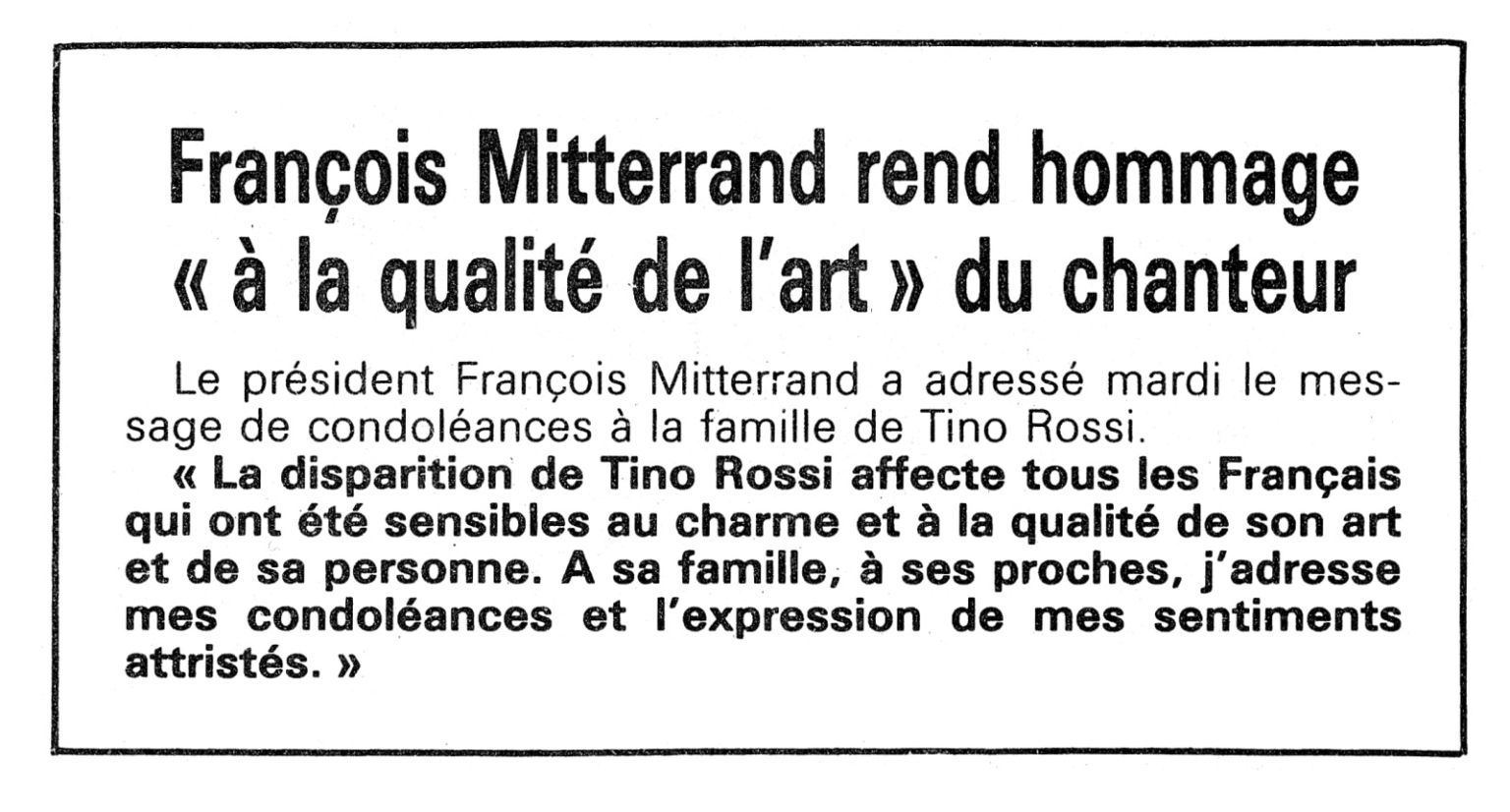 Tino Rossi nous a quittés - Tino Rossi - Le Site